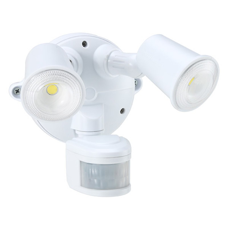 LED Spotlight 2 x 10W with Motion Sensor (White) | Security Lighting