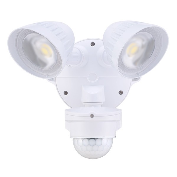 LED Spotlight 2 x 20W with Motion Sensor (White) | Security Lighting